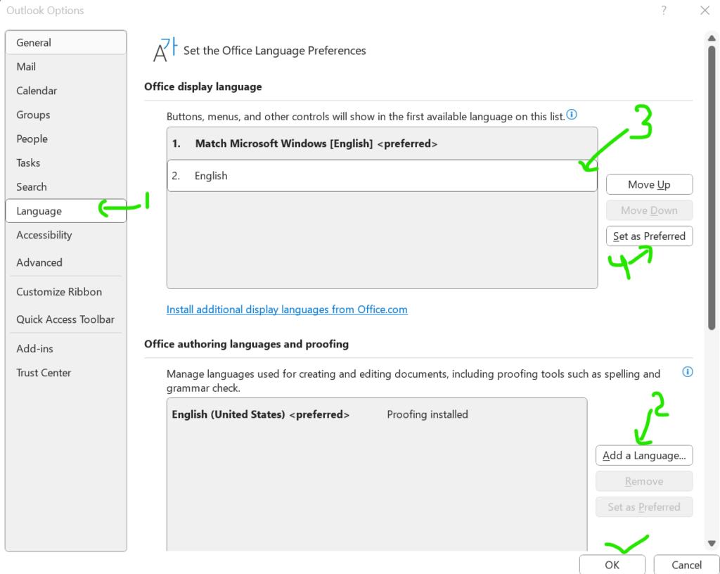 Language settings in office 2010 - Techrik Change display language